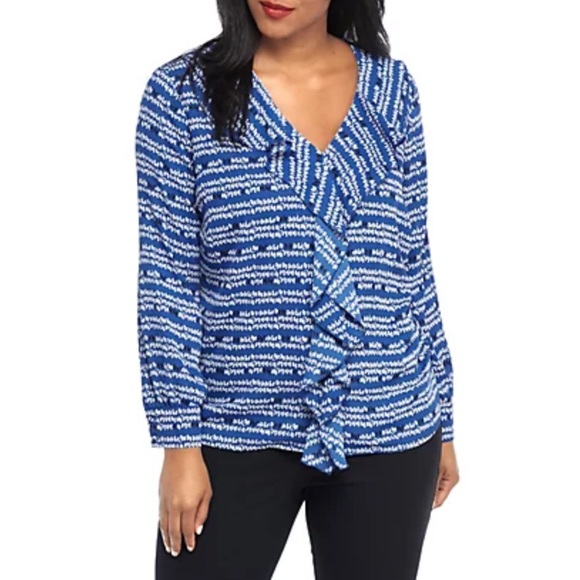 The Limited | Tops | Nwt The Limited Scripted Jumble Plus Size Ruffle Front Blouse Top | Poshmark